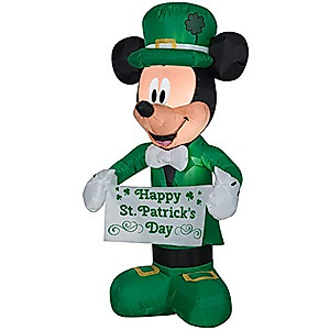 Gemmy Airblown Inflatable St. Patrick's Day Mickey Mouse, 3.5 ft Tall, Green