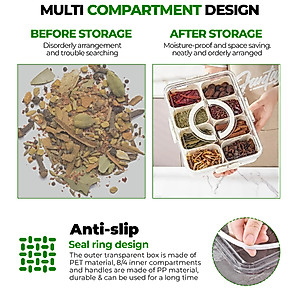 Kenswiss 2 Pack Divided Serving Tray with Lid and Handle | Portable Snackle Box for Adults, Kids | Charcuterie Container with 8 and 4 Compartments | Snack Organizer for Fruits and Travel