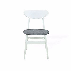 Wickerix Set of 4 Solid Wood Yumiko Dining Kitchen Modern Side Chairs w/Padded Seat, White Color