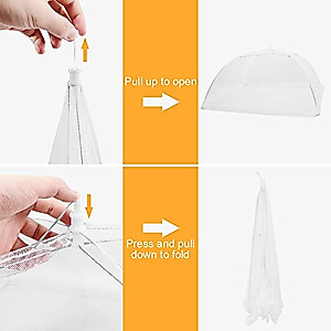 Pop-Up Mesh Screen Food Cover Tent Umbrella, SPANLA 8 Pack Food Cover Net for Outdoors, Screen Tents, Parties Picnics, BBQs, Reusable and Collapsible Reusable and Collapsible,17 Inches