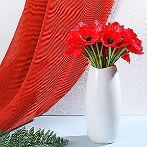 42 Pcs Artificial Poppy Flowers PU Real Touch Poppy Silk Flowers 11 Inch Poppy Anemone Stems Fake Flowers Table Centerpiece for Home Wedding Memorial Day Decor (Red)