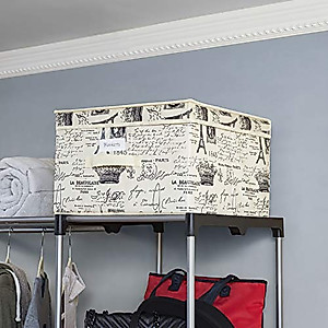 Home Basics Paris Collection Non-Woven Large Storage and Organization Box, Natural, (Jumbo Box)