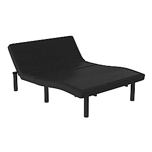 Flash Furniture Selene Adjustable Bed Base-Black Anti-Skid Upholstery-Height Adjustable Legs-Programmable Wireless Remote-Independent Head/Foot Incline-Full
