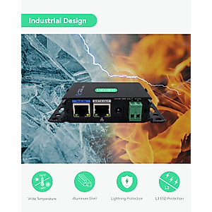 LINOVISION Industrial Gigabit POE+ Splitter with DC12V/DC24V/ POE 24V Output, Wide Voltage Input, IEEE802.3af/at POE to DC Power Supply for Security Cameras, Access Control Systems