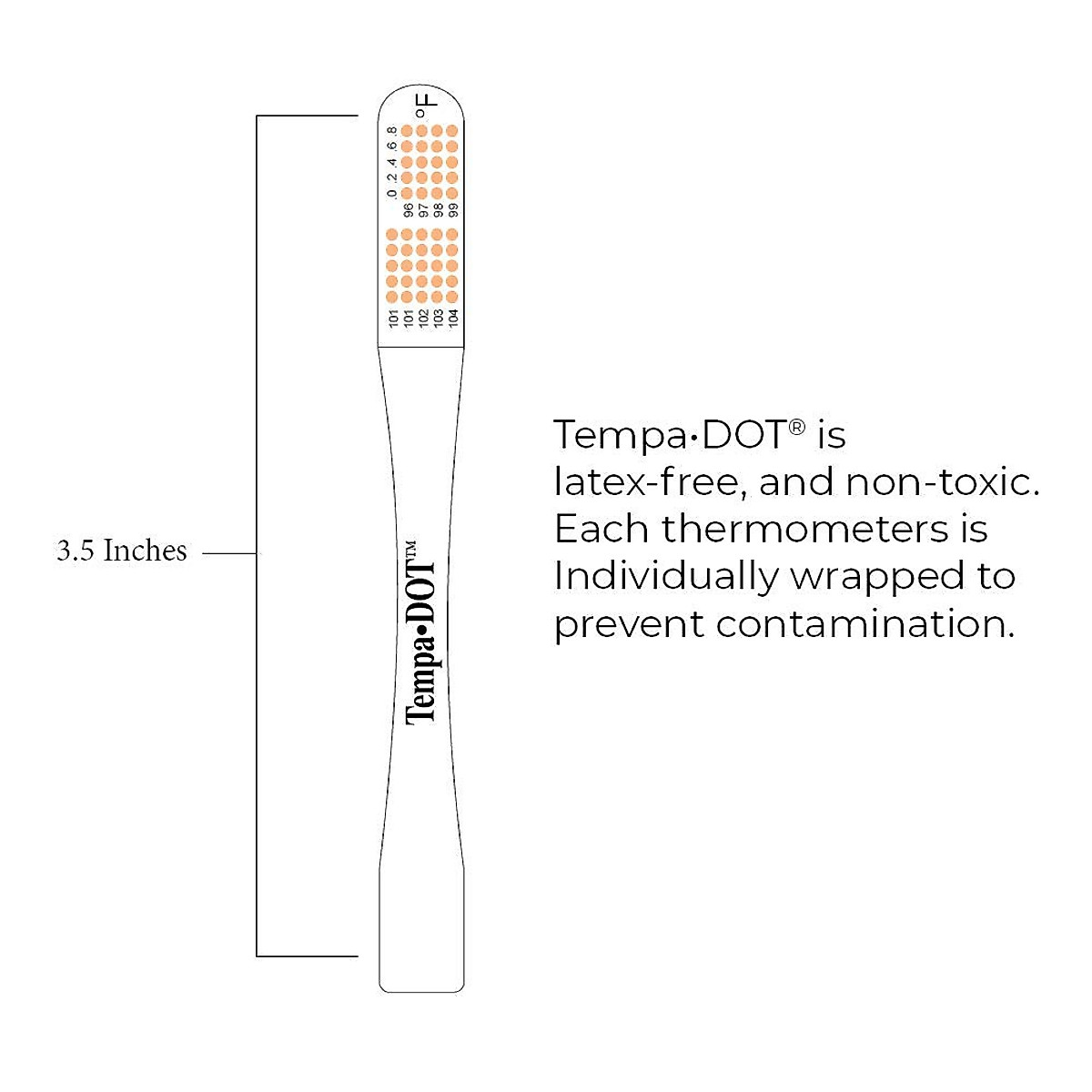 TempaDOT 100 Pack - Fahrenheit – Single-Use Clinical Thermometers for Oral or Axillary Use – Highest Accuracy & Prevention of Patient Cross-Contamination