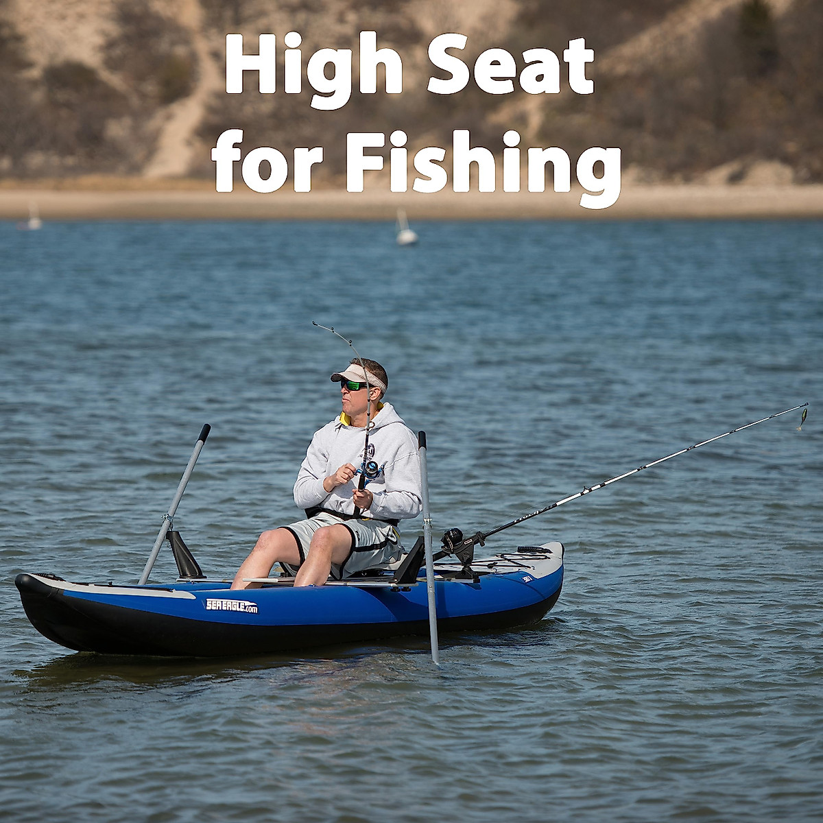 Sea Eagle 380X 12'6" Explorer Inflatable Kayak- Fishing, Touring, Camping, Exploring &White watering-Self Bailing, Removable Skeg, Drop Stitch Floor (Solo QuikRow)