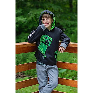 Minecraft Creeper Big Boys Fleece Hoodie & Pants Black/Gray 18-20