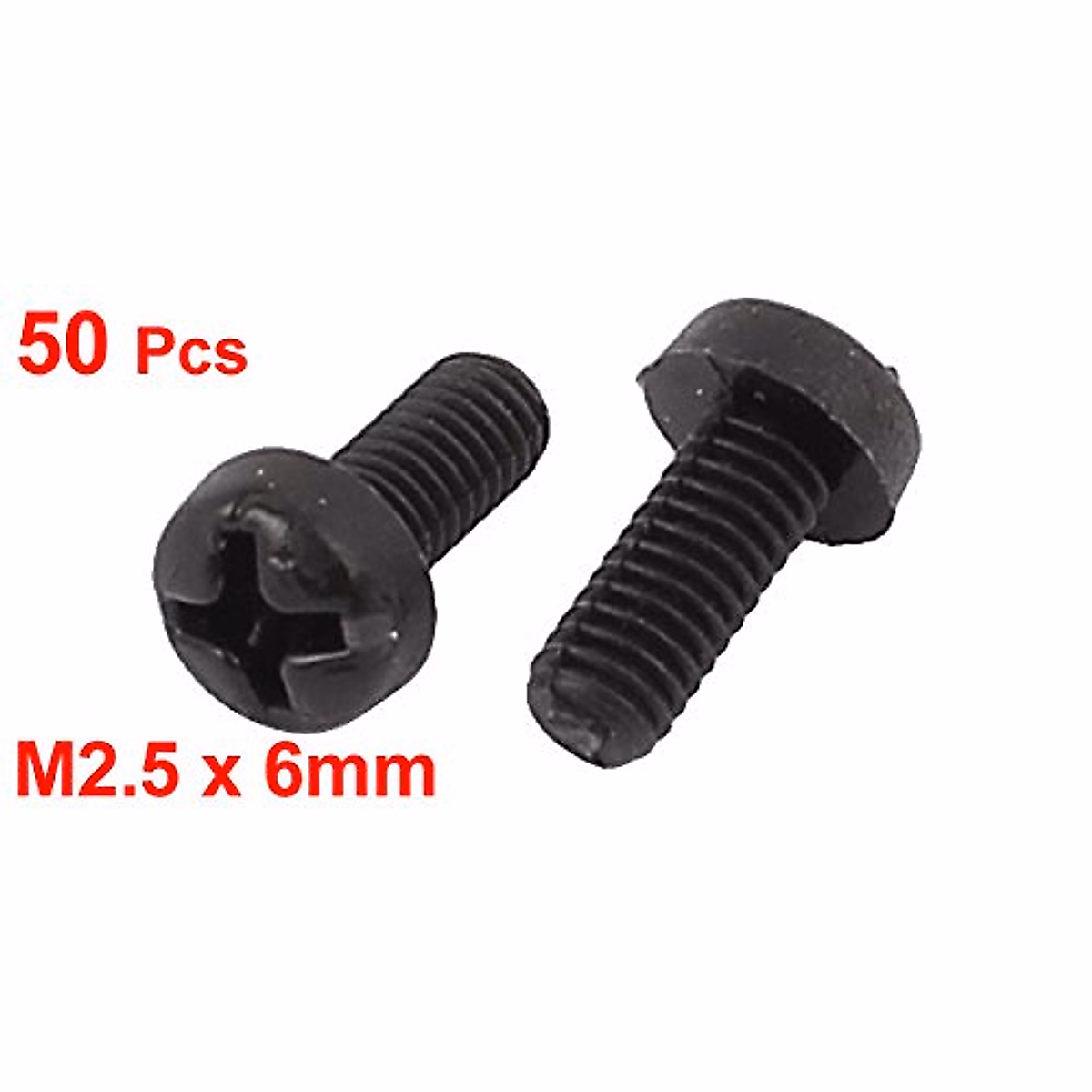 uxcell M2.5 x 6mm Nylon Phillips Cross Pan Head Machine Screws Black 50 PCS