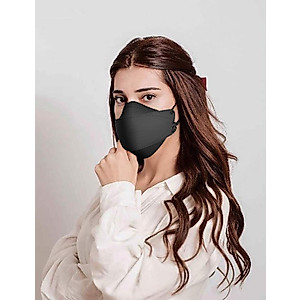 CleanTech (Pack of 10 [EverGreen CleanTop] (Adjustable Strap) 4-Layers Premium Filters (KF94 Certified) Face Mask Protective Disposable Safety Dust Covers (Adults) Individual Packaged - Black Large