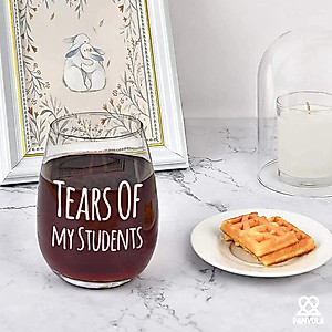 Panvola Tears of My Students Teacher Gifts Stemless Wine Glass Funny College Professor Graduation Gifts Teacher Appreciation Day From Student Drinkware (17 oz)