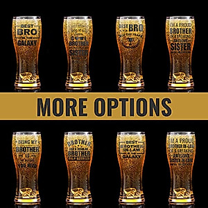 Onebttl Gifts for Brother in Law from Sister in Law, Beer Glass Funny Gift Idea for Christmas, Father's Day, Birthday, Box and Greeting Card Included Proud Brother in Law