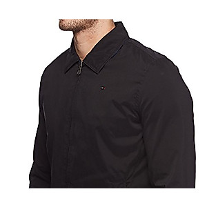 Tommy Hilfiger Men's Lightweight Microtwill Golf Jacket (Standard and Big & Tall), Deep Black, Large
