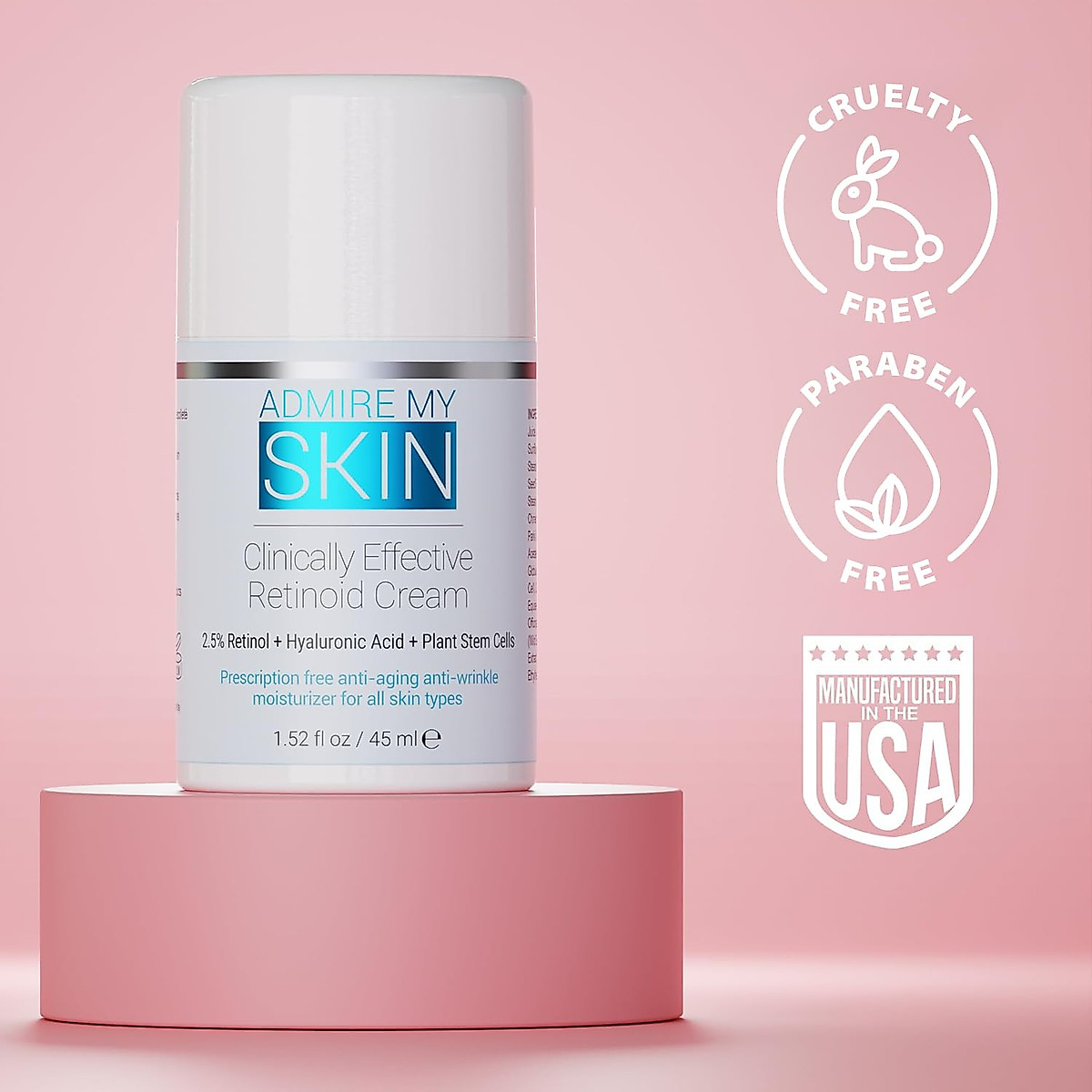 Admire My Skin Potent Retinoid Cream - Anti Aging Retinol Cream Moisturizer to Help Clear Acne Prone Skin, Eliminate Wrinkles and Provide You With That Healthy Youthful Glow