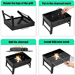 Barbecue Grill Portable BBQ Charcoal Grill Smoker Grill for Outdoor Cooking Camping Hiking Picnics Backpacking