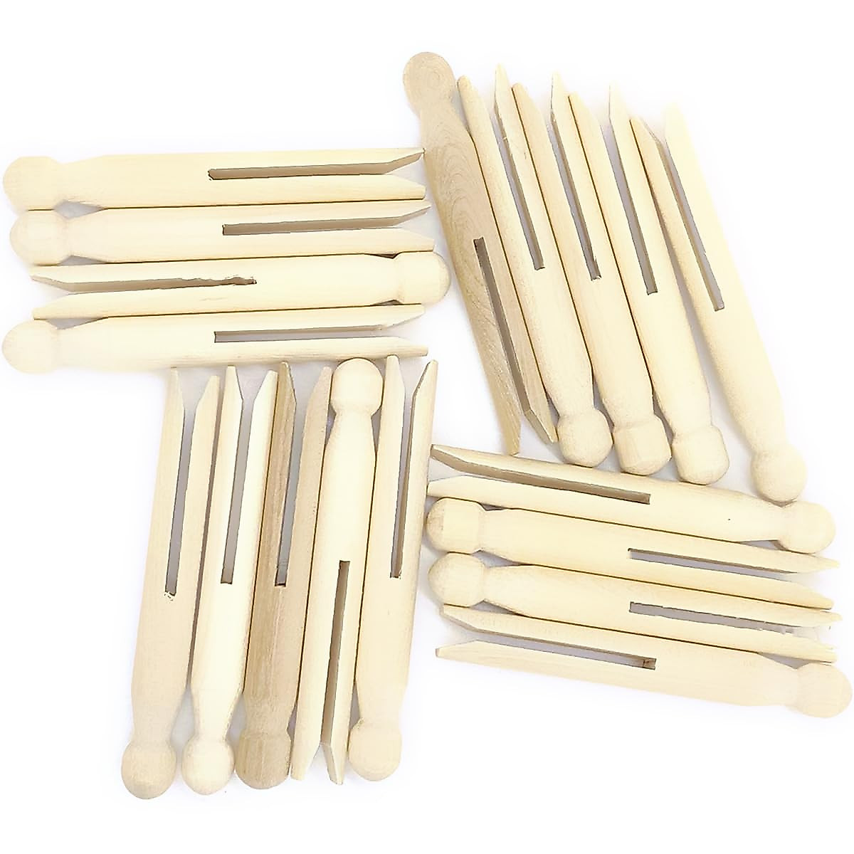 Hanobo 25 Pack Round Wooden Traditional Clothespins for Crafts and Laundry, 4.3 Inches Long