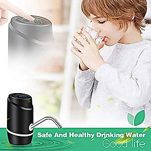 5 Gallon Water Dispenser,Electric Drinking Water Pump Portable Water Dispenser Universal USB Charging Water Bottle Pump For 2-5 Gallon With 2 Silicone
