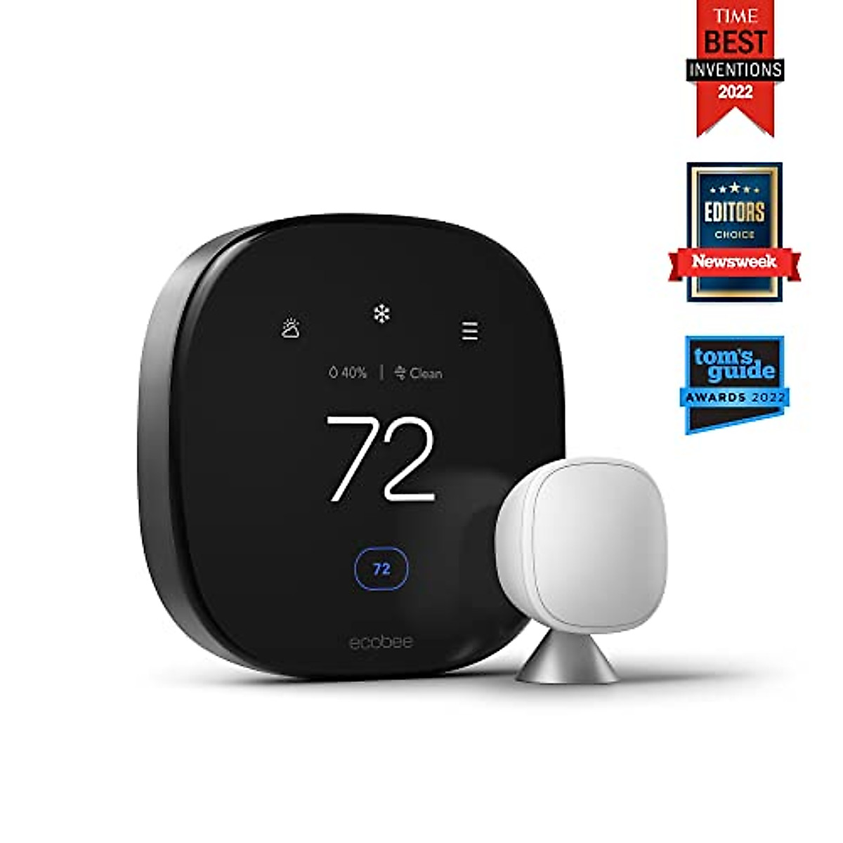 NEW 2022! ecobee Smart Thermostat Premium with Siri and Alexa and Built in Air Quality Monitor and Smart Sensor