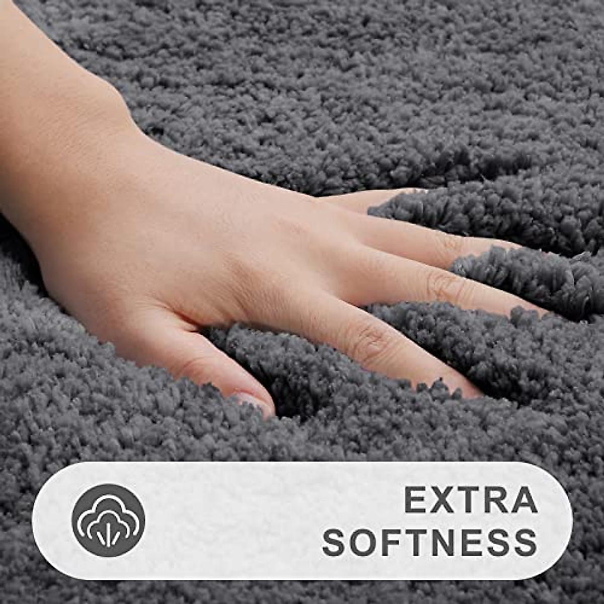 Buganda Microfiber Bathroom Rugs (24 x 17, Grey) Shaggy Soft and Absorbent, Non Slip, Thick Plush, Machine Washable Bath Mat and Bath Rugs for Bathroom