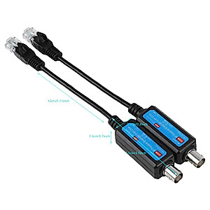 Demeras 1Pair 10/100Mbps 1CH IP Network Transmitter, Fast and Easy to Install Passive IP Network Coaxial Transmitter Receiver Extender for IP NVR Camera