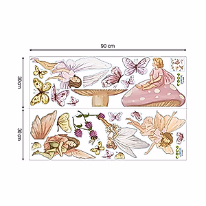 DecalMile Fairies with Wings Wall Decals Mushroom Wall Stickers Girls Room Baby Nursery Daycare Wall Decor
