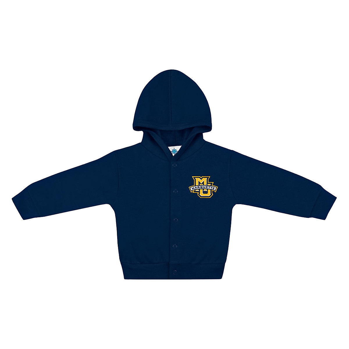 Creative Knitwear College Baby NCAA Officially Licensed Snap Hooded Jacket - Marquette Golden Eagles Logo - Navy - 4T