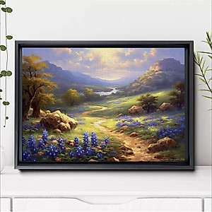 Enchanting Texas, Native Texas Hill Country Bluebonnet Landscape - Fine Art Print Mounted in a White Mat Board