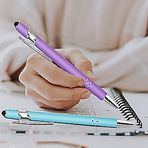 Xccj 15 Pieces Ballpoint Pens with Stylus Tip, Metal Pen Stylus for Touch Screens, Black Ink Ballpoint Pen Colorful for Office School Stationery Supplies