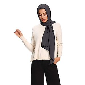 Txameru Hijab for Women Chiffon Hijab Scarfs for Women Shawl (Dark Grey)