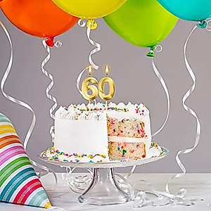 60th Birthday Candles Cake Numeral Candles Happy Birthday Cake Topper Decoration for Birthday Party Wedding Anniversary Celebration Supplies (Gold)