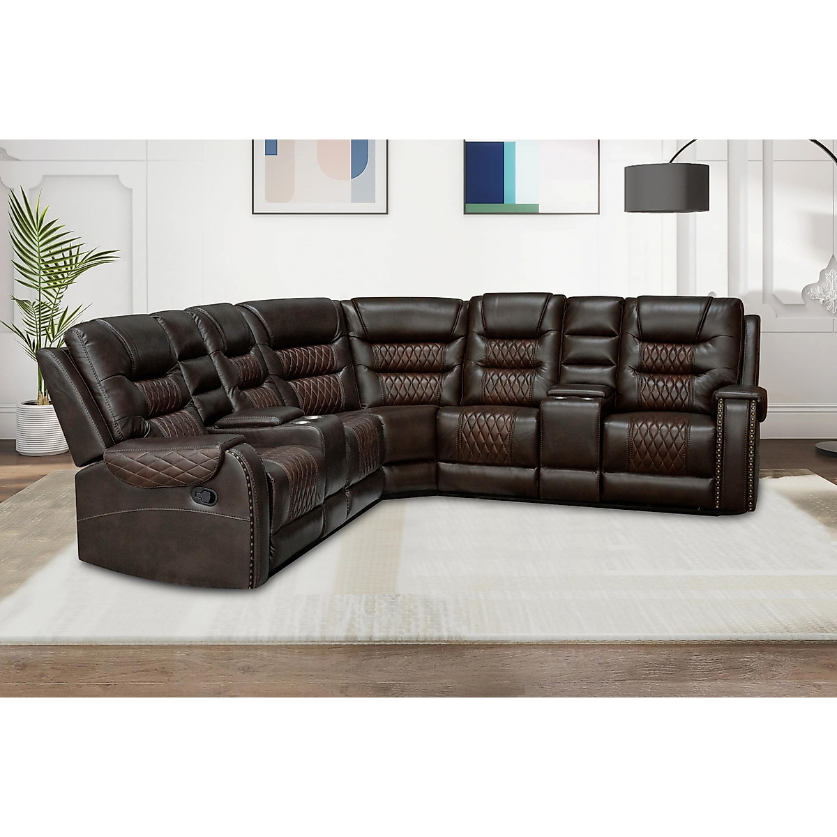 Kingway Sofas, 2 Recliner Seat, Brown