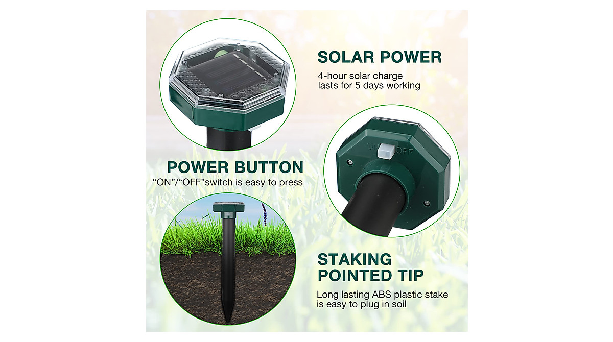 16 Pack Solar Mole Repellent Spikes for Gardens