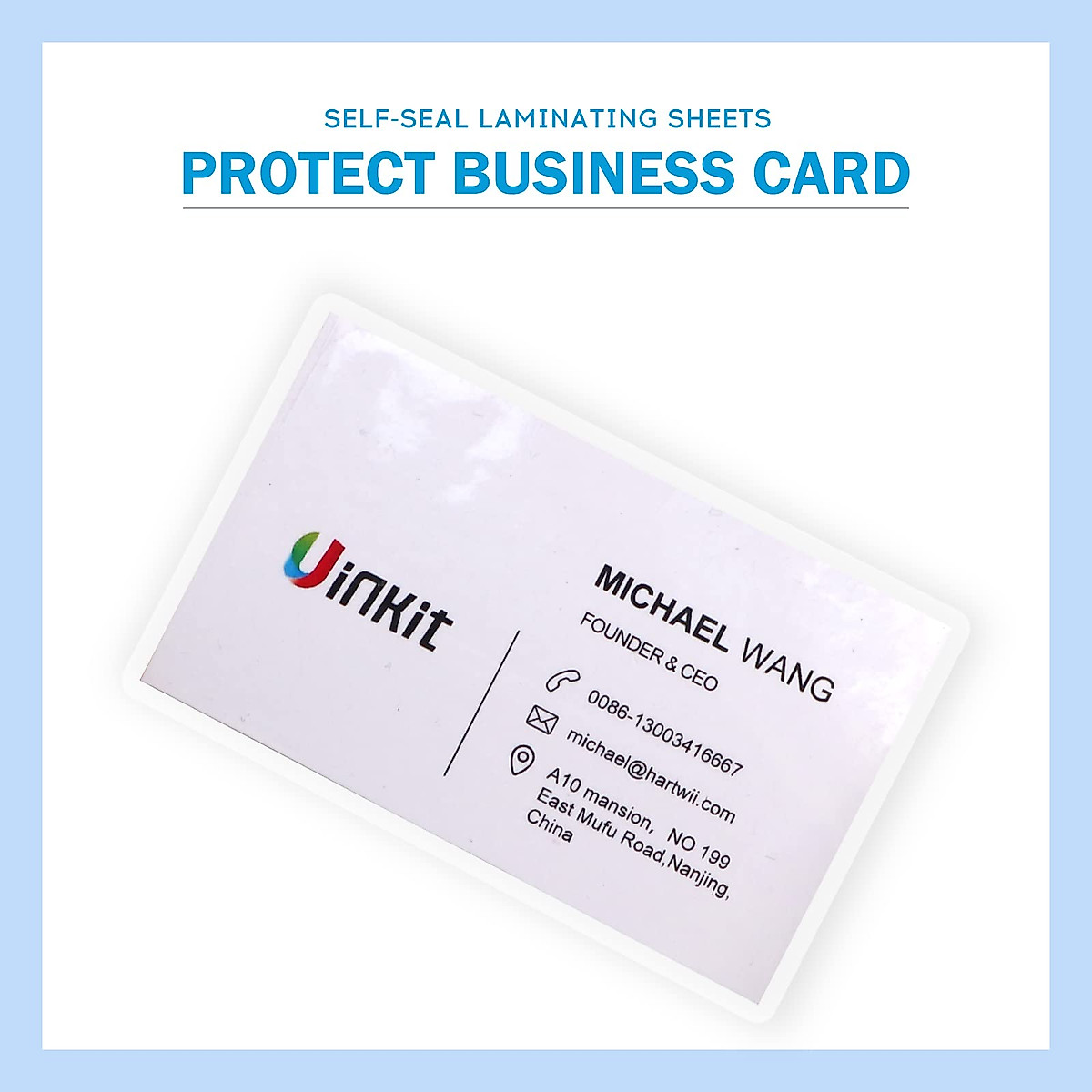 Uinkit Self Sealing Laminating Pouches Self Adhesive Laminating Sheets for Cards 2.6x3.9inches 50Pack 10Mil Thick Gloss Finish No Machine Need (2.6x3.9Inchesx50Pack)