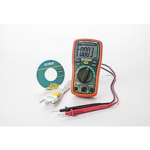 Extech EX330 Autoranging Mini Multimeter with NCV and Type K Temperature, orange and green