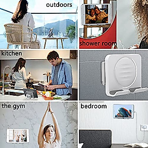 Upgraded Shower Phone Holder Tablet Wall Mount Phone Holder Removable,Self-Adhesive Mobile Cell Phone iPad Holder for Bed Bathroom Kitchen, Compatible with iPad iPhone Samsung Galaxy Tablet Switch
