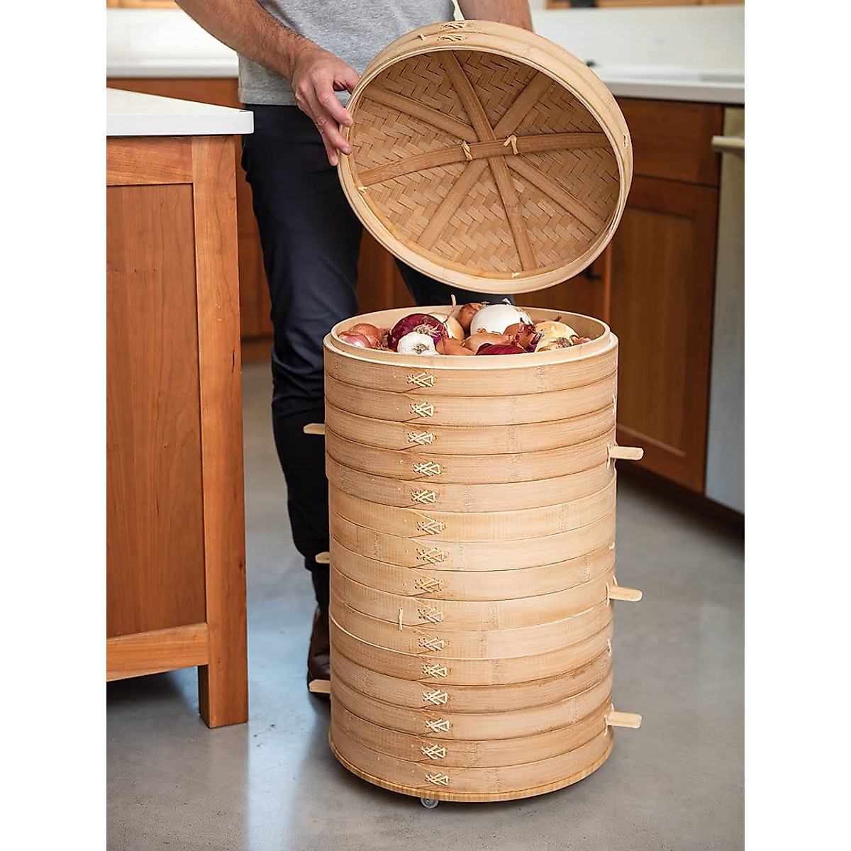 Gardener's Supply Company Stackable Bamboo Harvest Storage Basket Lid