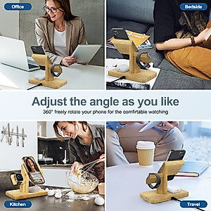 3 in 1 Wireless Charging Station for Apple Devices, CAIROCK Fast 20W Magnetic Bamboo Charger Stand Dock for iPhone 15/14/13/12 Pro/Max/Plus, for Apple Watch 8/7/6/5/4/3/2/SE, for Airpods Pro/2/3
