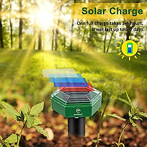 Careland Mole Repellent Stakes Solar Powered Ultrasonic Gopher Deterrent Groundhog Repeller Sonic Spikes Outdoor Vole Control Chaser for Lawn and Garden Waterproof (2)