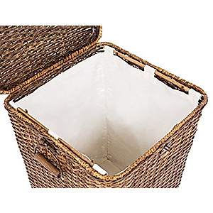BirdRock Home Rattan Peel Hamper with Lid - Removable Laundry Bag - Machine Washable Canvas Lining - Spacious Interior - Organizer, Brown