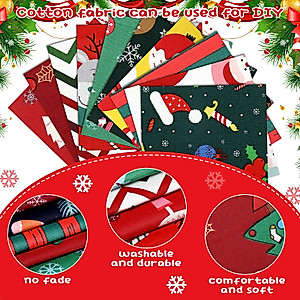 Kinlop 600 Pcs 4 x 4 in Christmas Fabric Bundles Christmas Fat Quarters Cotton Sewing Fabric Christmas Precut Fabric for Quilting Santa Snowflake Printed Fabric Scraps Bulk for Patchwork DIY Craft