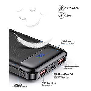 ENEGON 10000mAh Power Bank Fast Charging 12V/1.65A(PD 20W Max) with USB-C Wall Plug, Portable Chargers Slim Cell Phone External Battery Pack for iPhone 14 13 12 11 Pro Max Plus XR SE