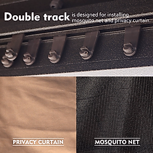 Kozyard Caesar 12'x14' Hardtop Gazebo - Permanent Metal Pavilion with Netting and Shaded Curtains for Patio, Backyard, and Deck - Galvanized Steel Outdoor Aluminum Canopy, Double Roof Gazebo (Brown)