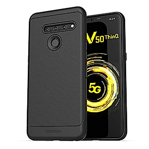 Encased LG V50 ThinQ Case (Thin Armor) Slim Fit Flexible Grip Phone Cover - Black