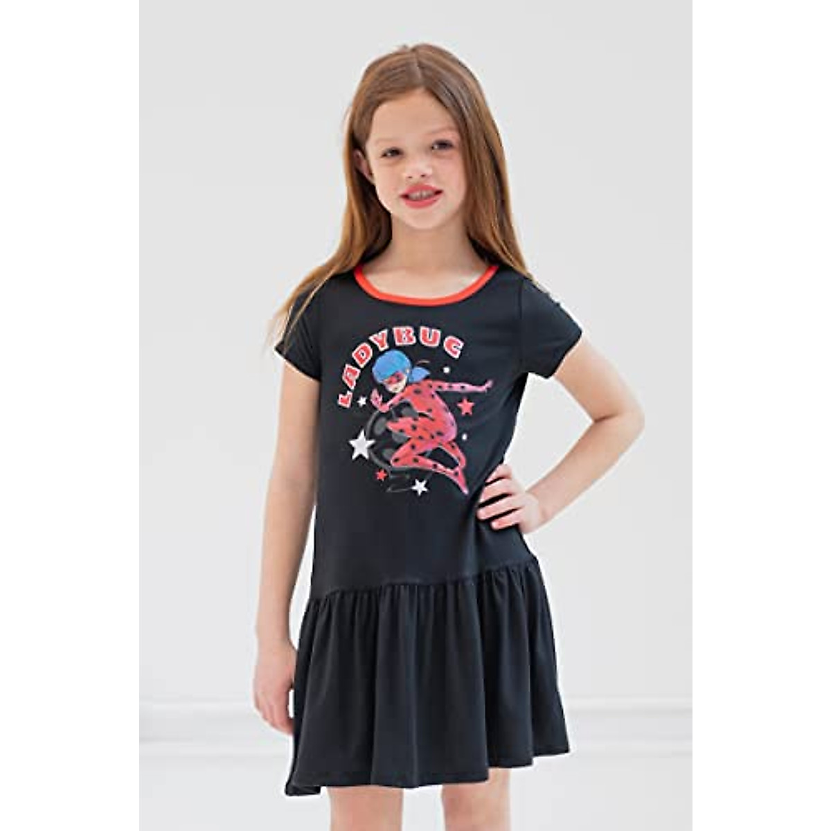 Miraculous Ladybug Little Girls 2 Pack Short Sleeve Dresses Black 7-8