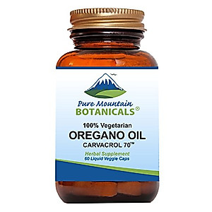 Pure Mountain Botanicals Wild Oregano Oil Capsules - 60 Vegan Caps – Now with 510mg Mediterranean Oil of Oregano
