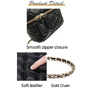 Dboar Women Mini Quilted Purses, Small Crossbody Black Shoulder bag, Trendy Clutch with Chain Strap Leather (Mini, Black)