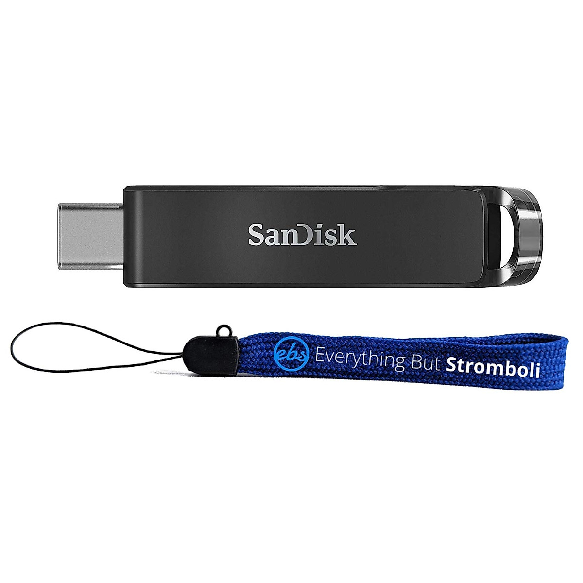 SanDisk Ultra USB Type-C Flash Drive 128GB (SDCZ460-128G-G46) Bundle with (1) Everything But Stromboli Lanyard
