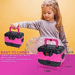 Kids Makeup Kit for Girl - Safe & Non Toxic Washable Makeup for Kids, Real Girls Makeup Kit for Kids Age 4-12, Princess Dress Up Toys for Girls Kids Children, Girls Christmas Birthday Gift Age 4-12