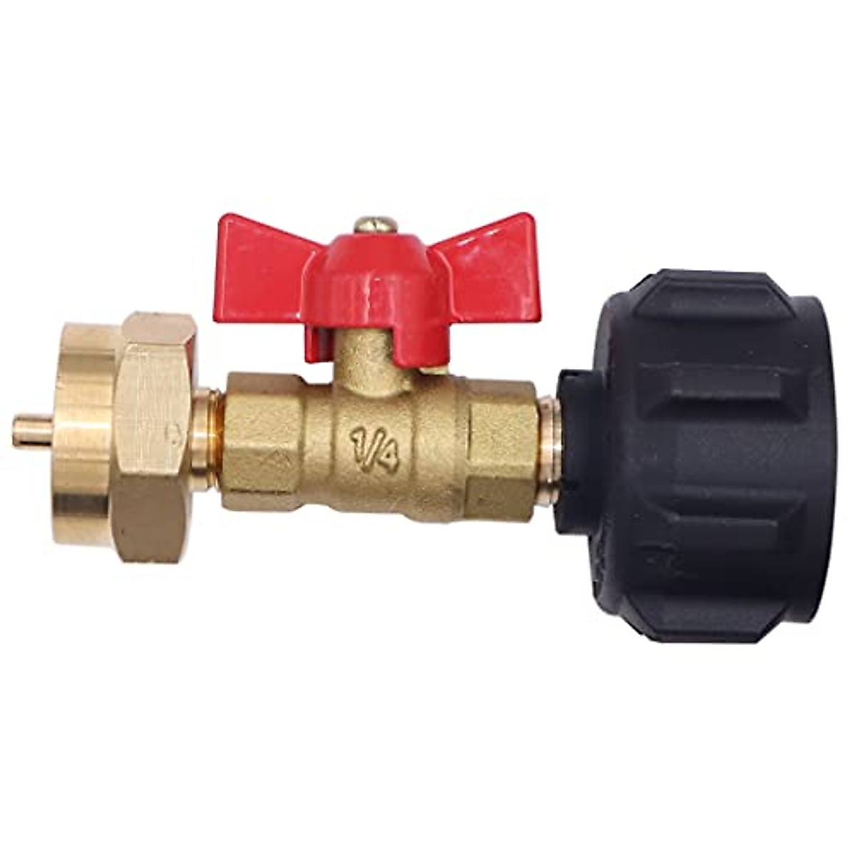 METER STAR QCC1 Propane Filler Adapter for Camping Grill 1LB Cylinder Tank from 20~40LBS Cylinder with ON-Off Control Valve LP Gas Refiller