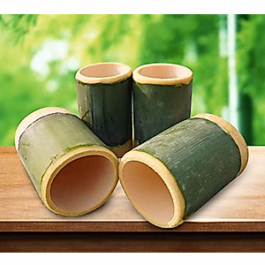 WellieSTR 1PC (L/Dia.12~14cm/H 15CM) Natural Bamboo Cup Home Decoration Keys Pens Storage Bamboo Crafts Christmas Birthday Friend Gifts,Bamboo Wrapped Sticky Rice Steamer,Chinese Snack Tool