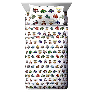 Jay Franco Monster Jam Truckin' Pals 4 Piece Toddler Bed Set - Includes Comforter & Sheet Set - Bedding Features Grave Digger & Megalodon - Super Soft Fade Resistant Microfiber